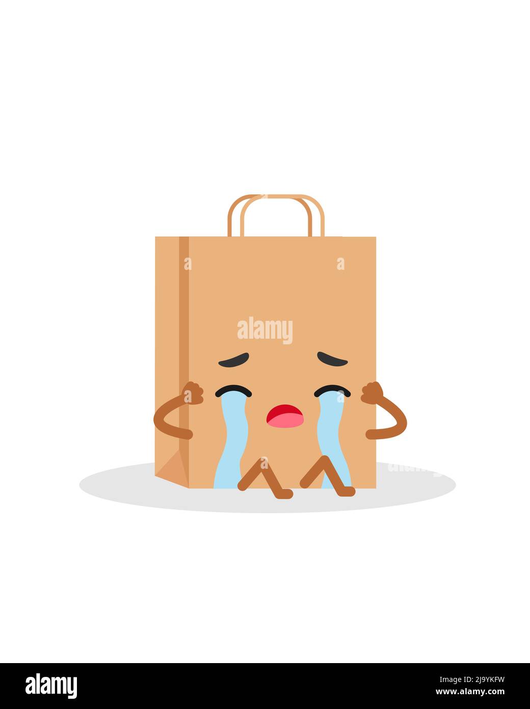 Paper shopping bag emotions crying character. Emoji vector illustration ...