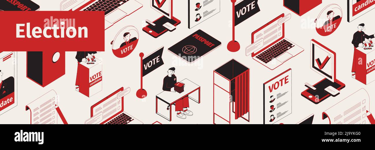 Site header election isometric composition of isolated icons voting ...
