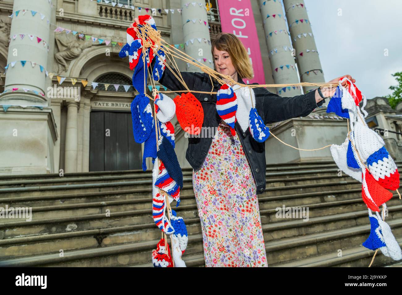 Tate Britain's facade covered with bunting, specially made by ...