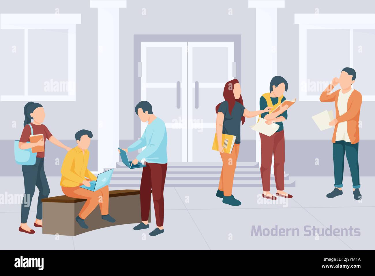 College students laptop outdoors Stock Vector Images - Alamy