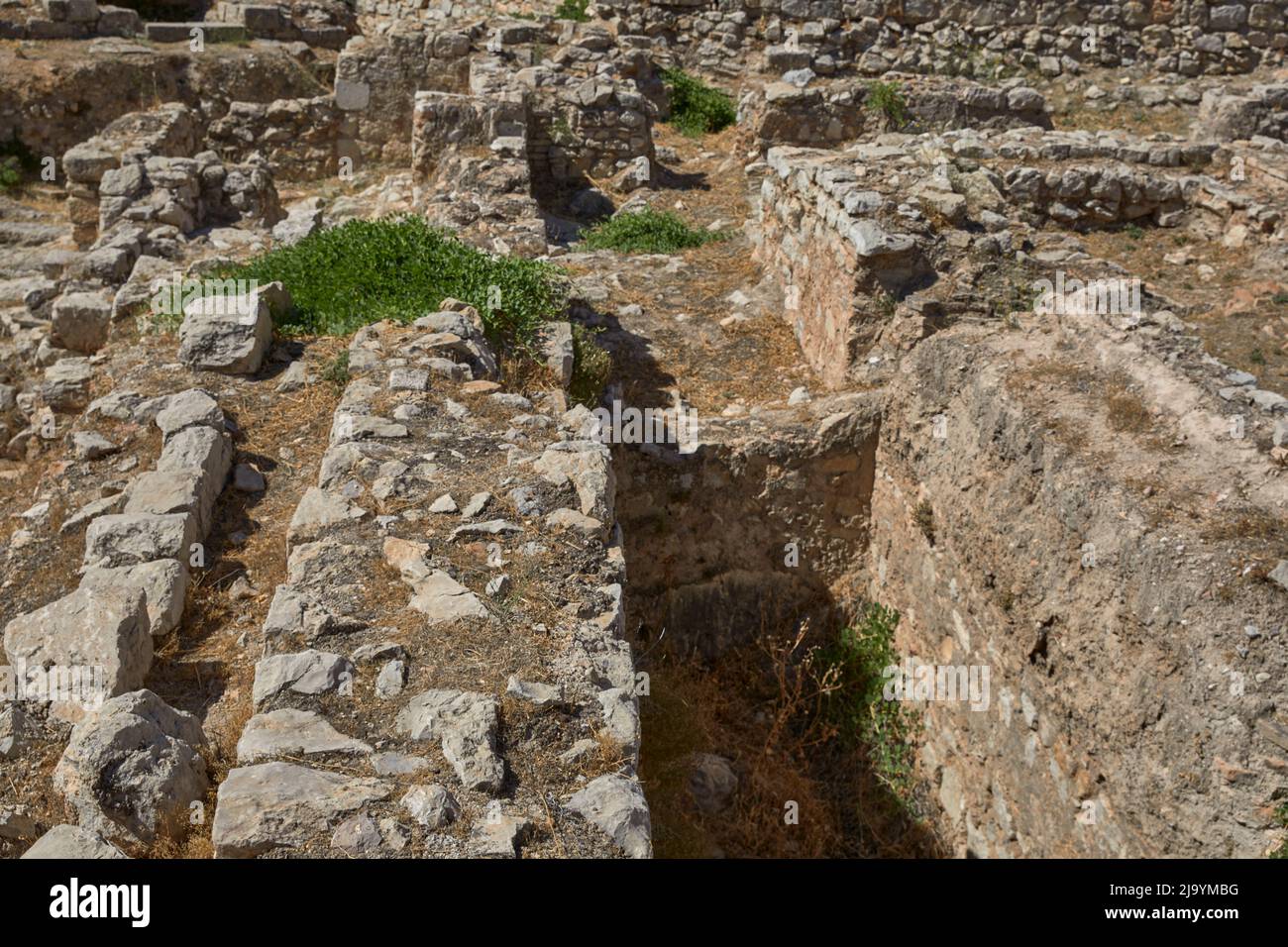 archaeological ruins in a castle in the form of corridors and rooms ...