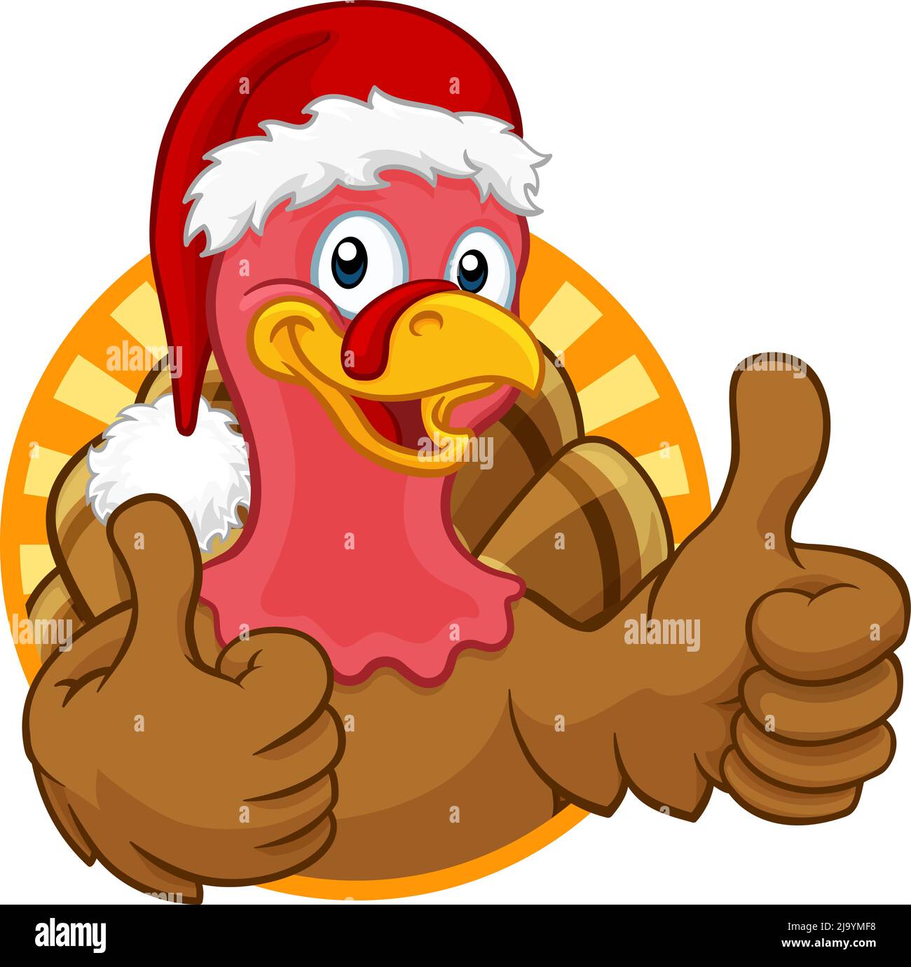 Turkey In Santa Hat Christmas Thanksgiving Cartoon Stock Vector Image ...