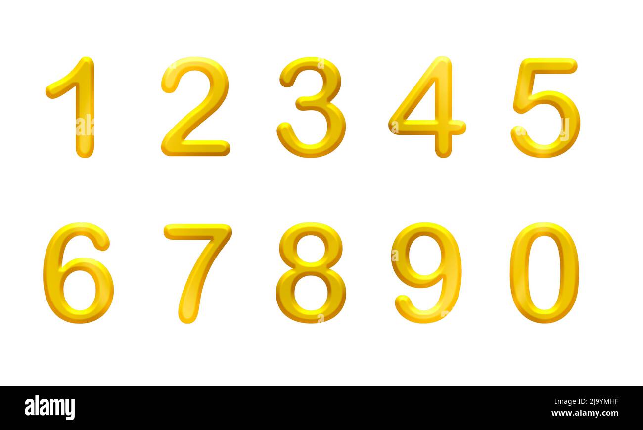 Set of golden numbers isolated on white Stock Photo - Alamy