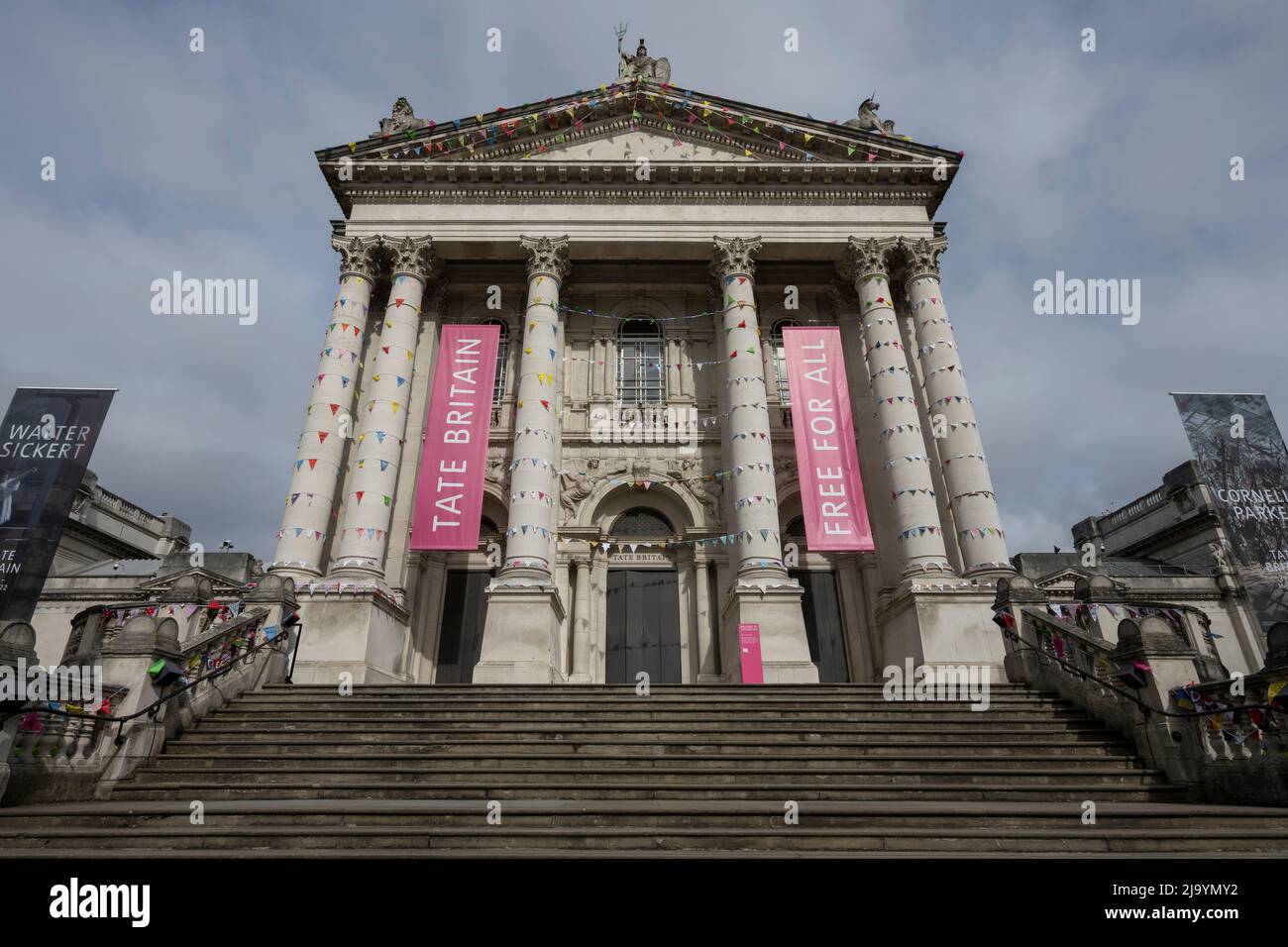 Tate Britain, London, UK. 26 May 2022. Tate Britain's facade is covered ...