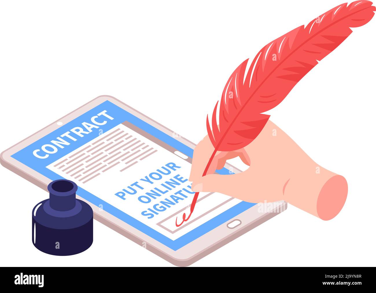 Biometric identification icon with human hand putting online signature ...