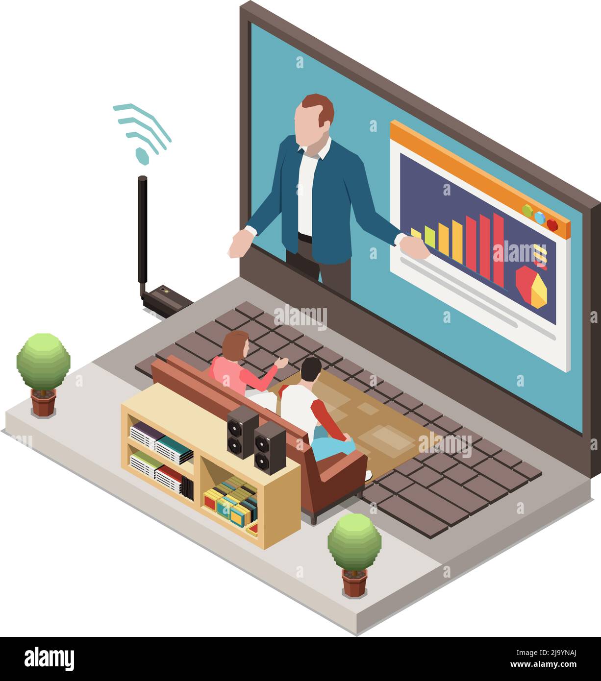 Online presentation remote work composition with laptop computer ...