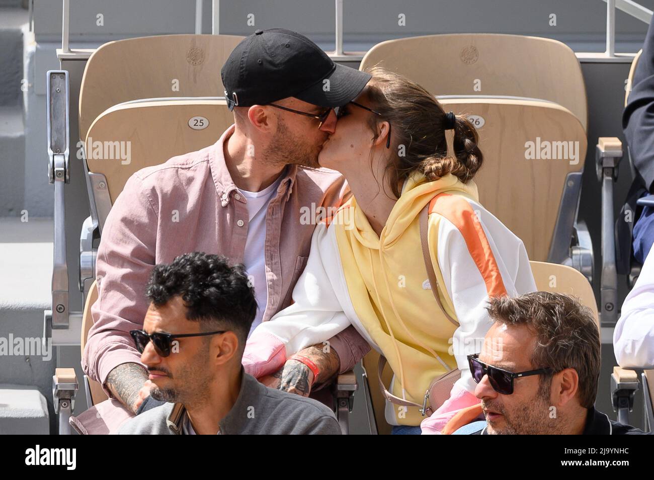 Clement Bighelli and his girlfriend Margot Bancilhon in the stands ...