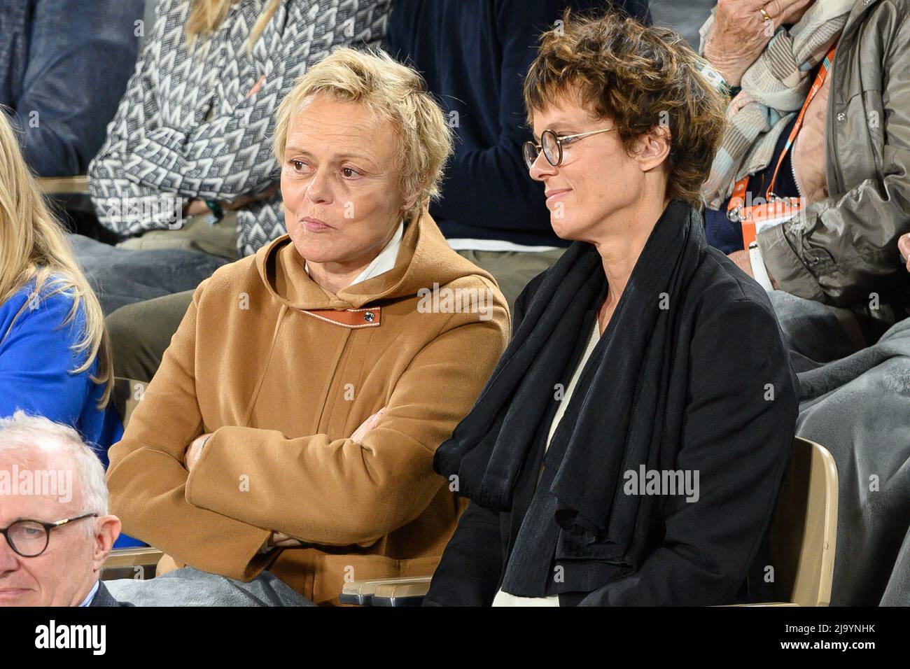 Muriel Robin and his wife Anne Le Nen in the stands during Roland ...