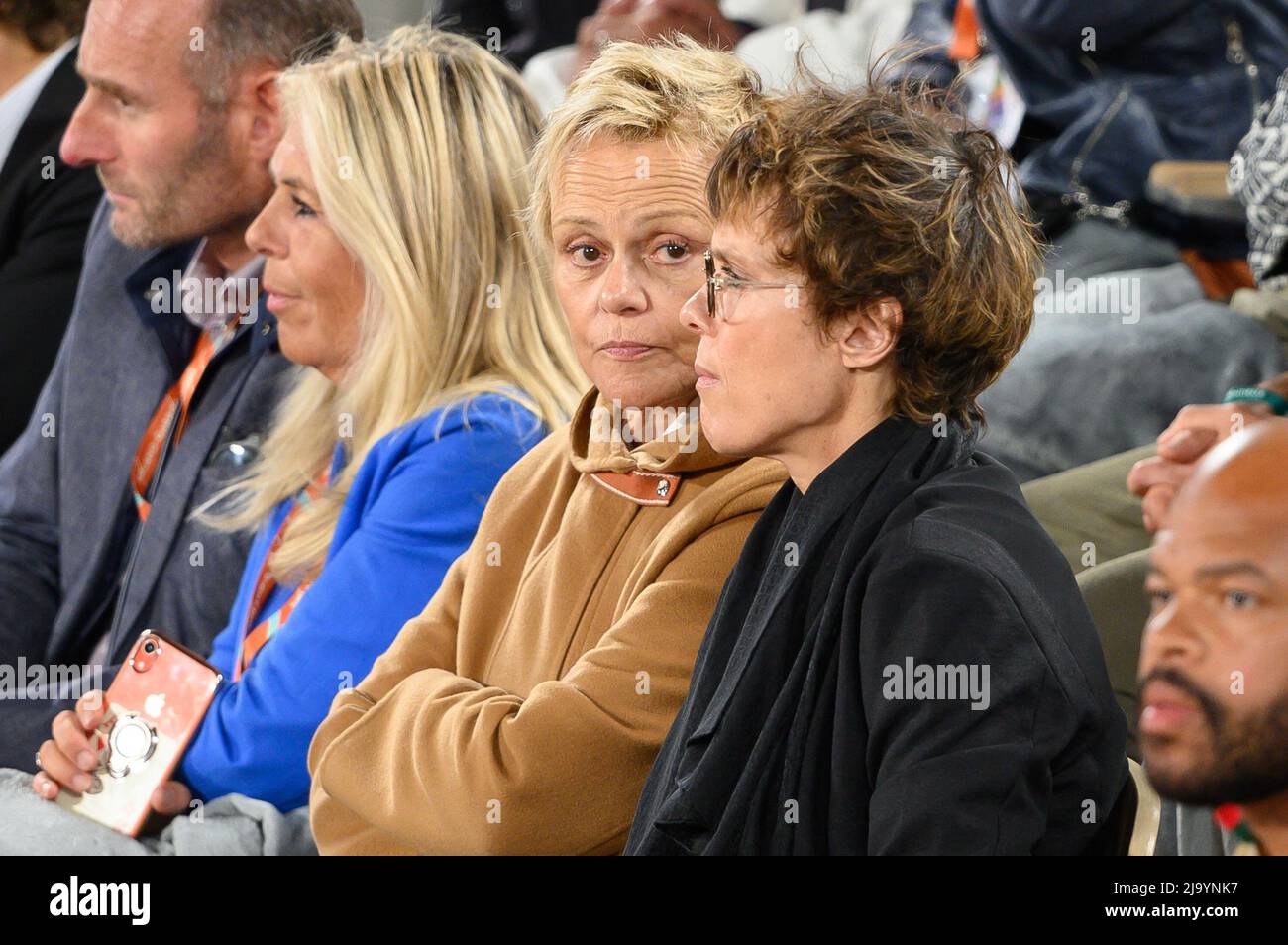 Muriel Robin and his wife Anne Le Nen in the stands during Roland ...