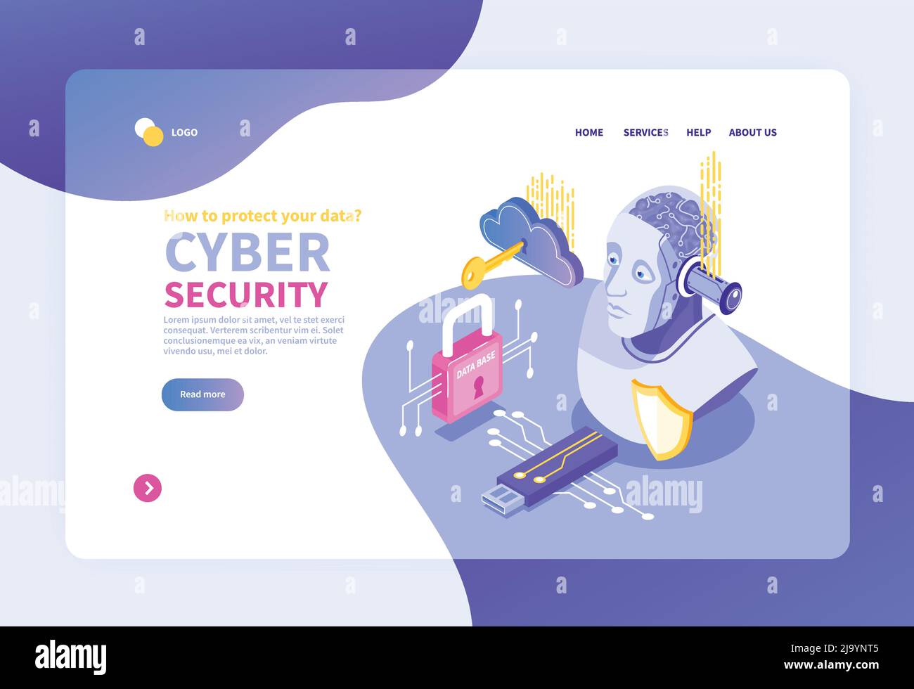 Isometric cybersecurity concept banner for website with network ...