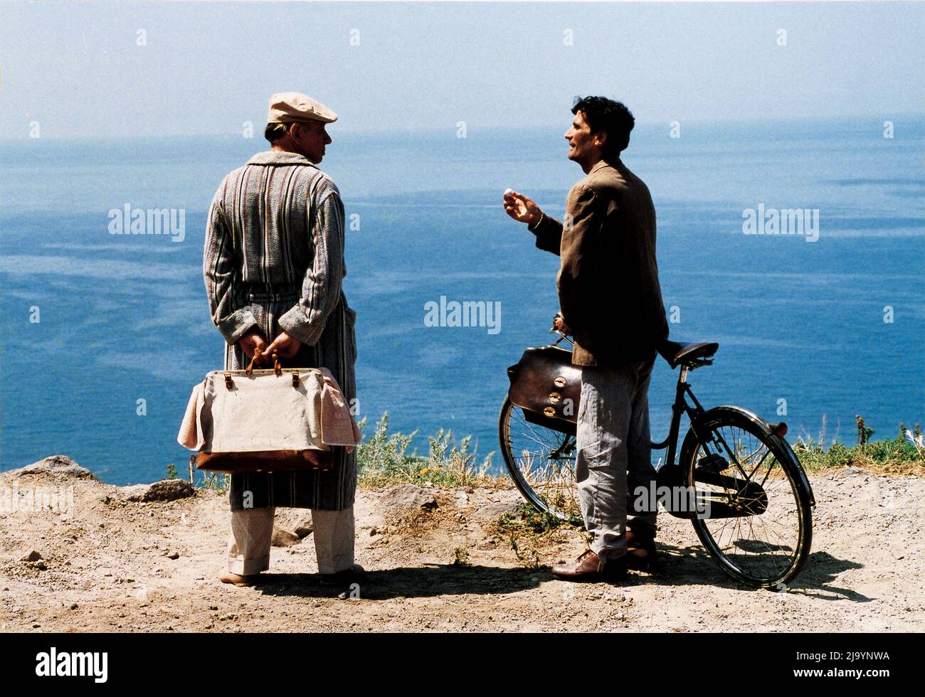 PHILIPPE NOIRET and MASSIMO TROISI in THE POSTMAN (1994) -Original title: IL POSTINO-, directed ...