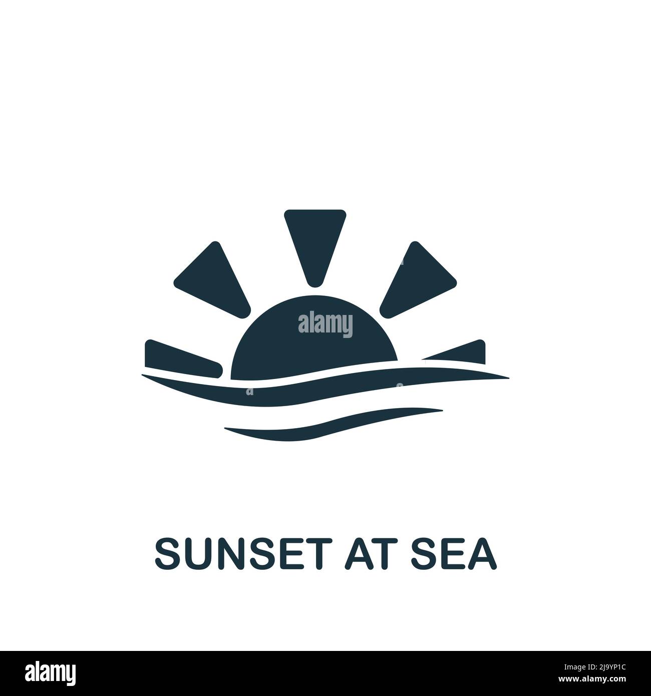 Sunset At Sea icon. Monochrome simple Summer icon for templates, web ...