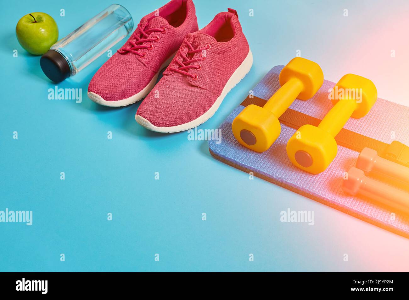 Healthy concept, diet plan with sport shoes and bottle of water and ...