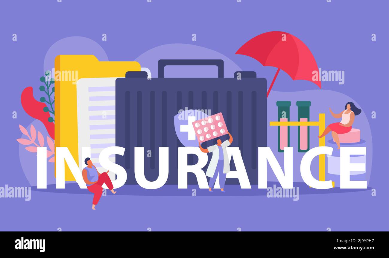 Health insurance composition with healthcare and recovery symbols flat ...