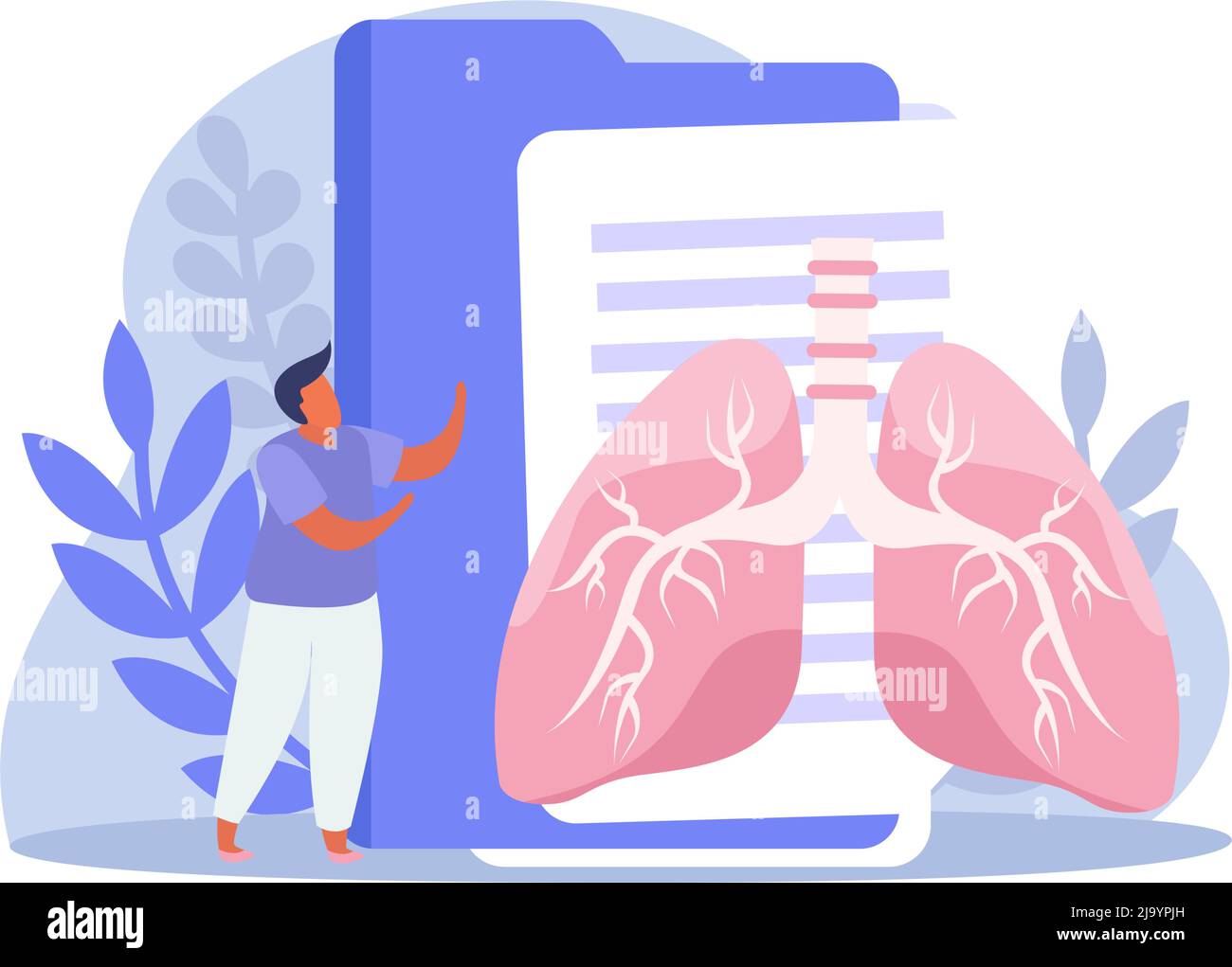 Lung inspection flat icons composition with medical paperwork and lungs ...