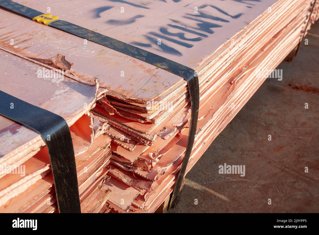 First Quantum, A stack of newly mined copper sheets, FQM, Kansanshi ...