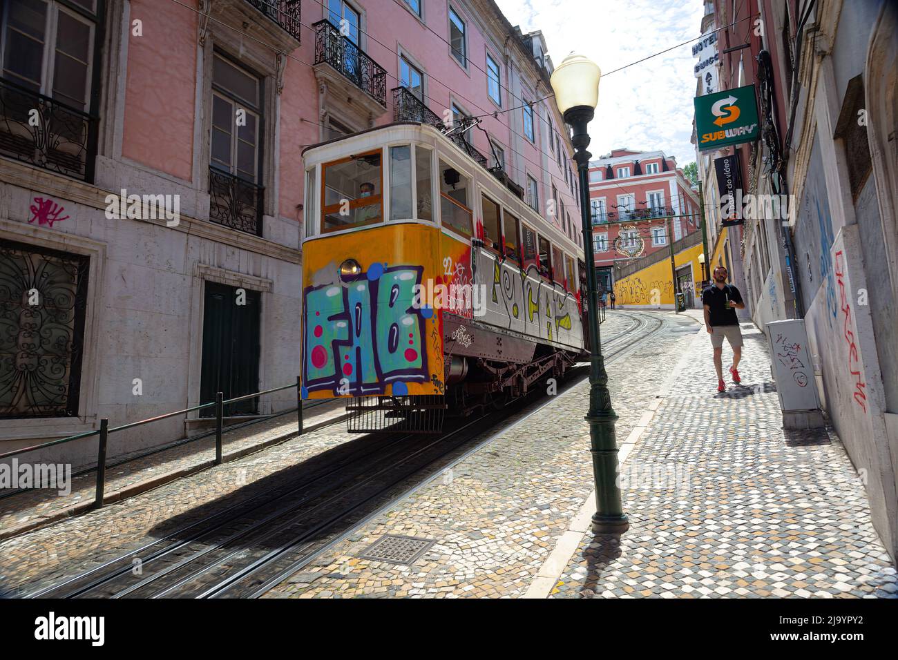 Lisbon Funicular Railway Stock Photo - Alamy
