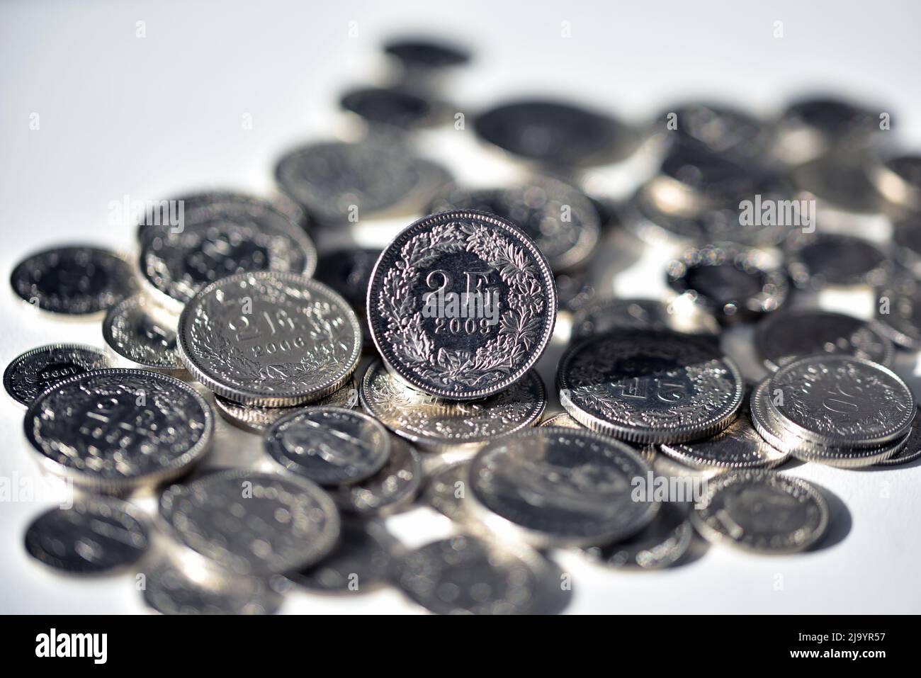 swiss money coins close up Stock Photo - Alamy