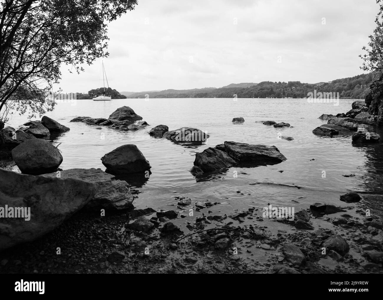 Rocks waters edge in Black and White Stock Photos & Images - Alamy