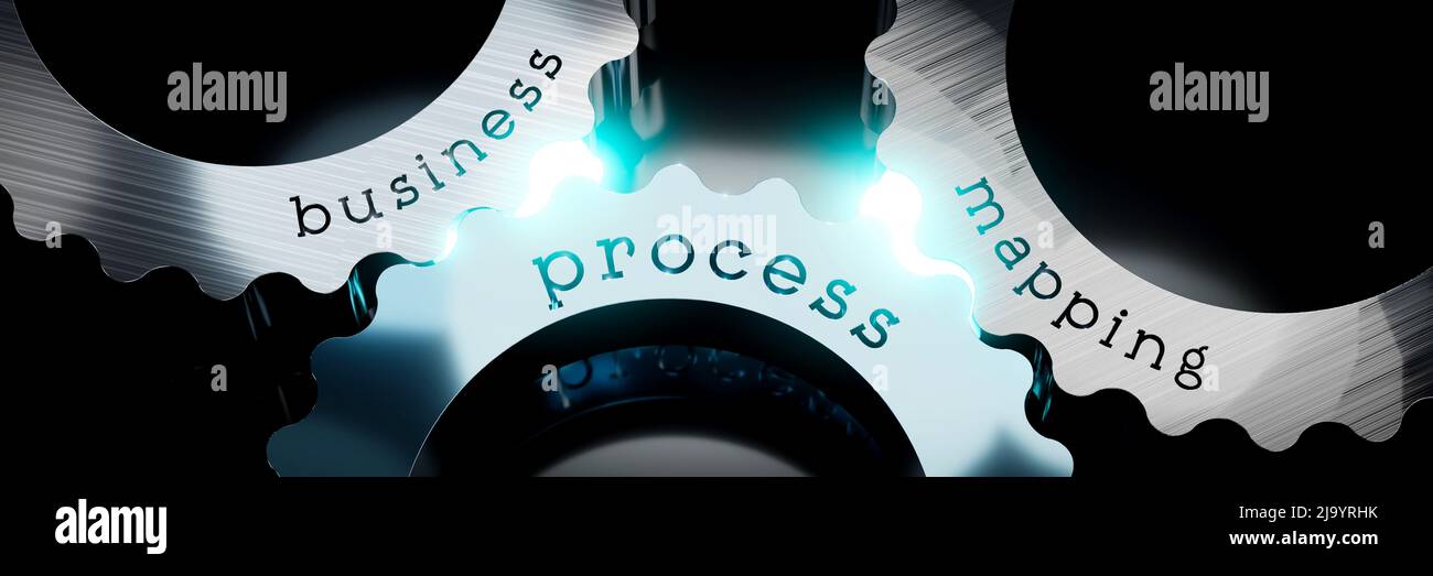 Process, business, mapping - gears concept - 3D illustration Stock ...