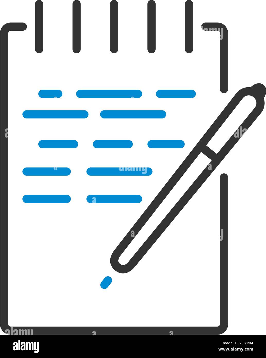 Notebook With Pen Icon. Editable Bold Outline With Color Fill Design ...