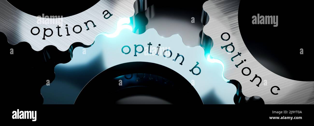 Option A, B, C - gears concept - 3D illustration Stock Photo - Alamy