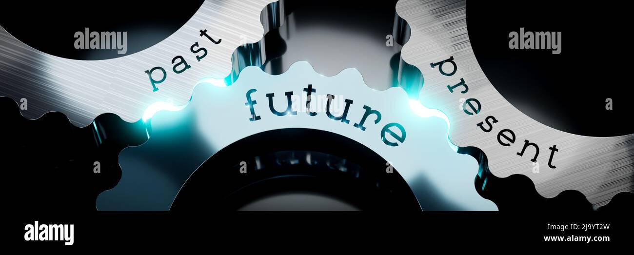 Future, past, present - gears concept - 3D illustration Stock Photo - Alamy