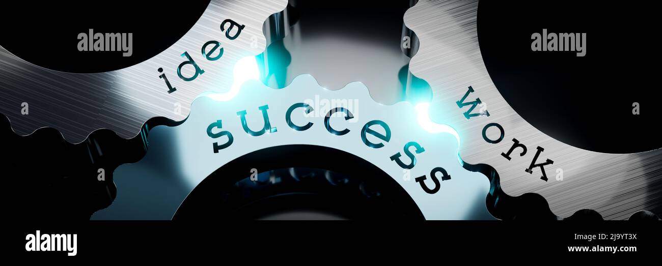 Success, idea, work - gears concept - 3D illustration Stock Photo - Alamy