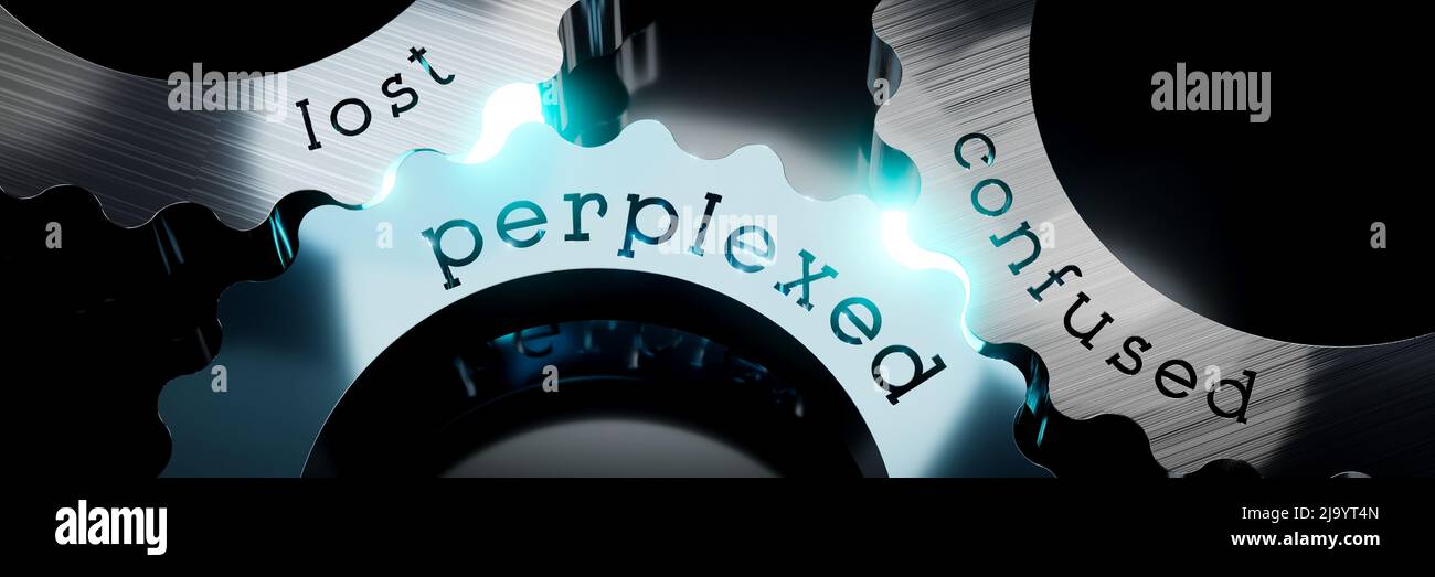 Lost, confused, perplexed - gears concept - 3D illustration Stock Photo ... Lost, confused, perplexed - gears concept - 3D illustration Stock Photo ...