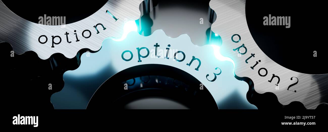 Option 1, 2, 3 - gears concept - 3D illustration Stock Photo - Alamy