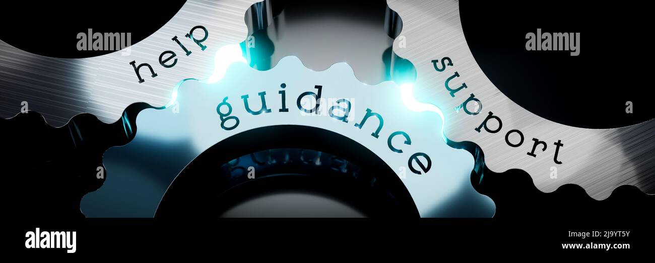 Help, support, guidance - gears concept - 3D illustration Stock Photo ...