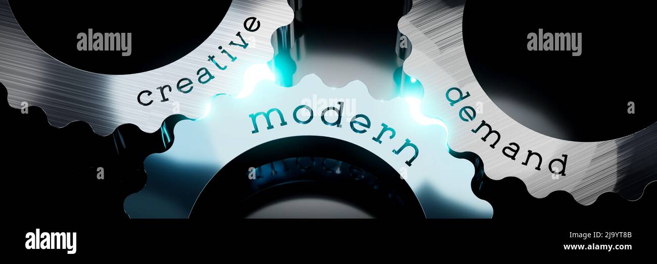 Creative, modern, demand - gears concept - 3D illustration Stock Photo ...