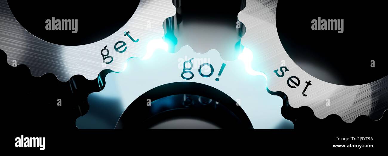 Get, set, go! - gears concept - 3D illustration Stock Photo - Alamy
