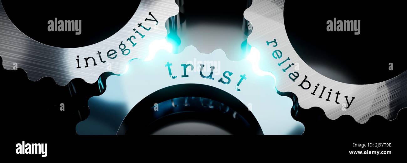 Trust, integrity, reliability - gears concept - 3D illustration Stock ...