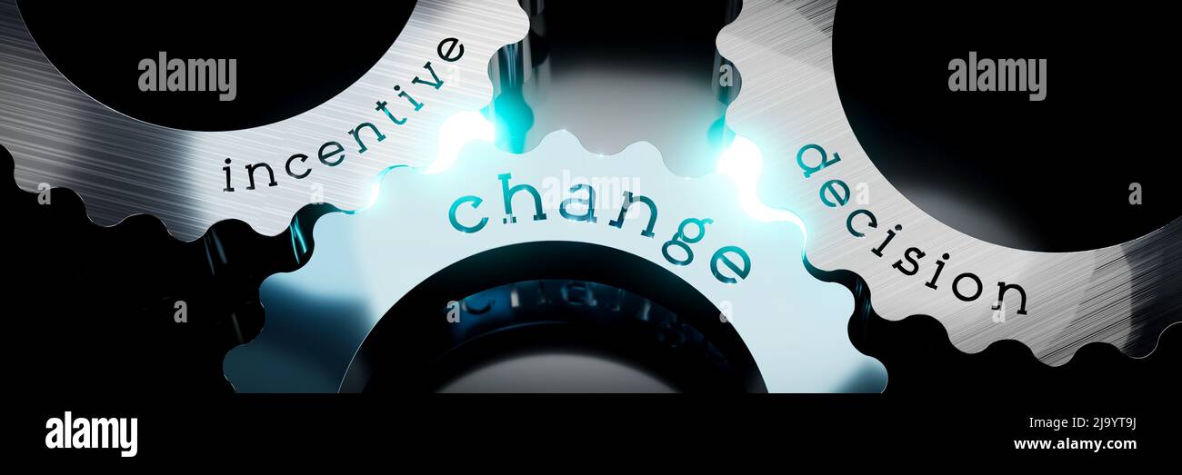 Change, incentive, decision - gears concept - 3D illustration Stock ...
