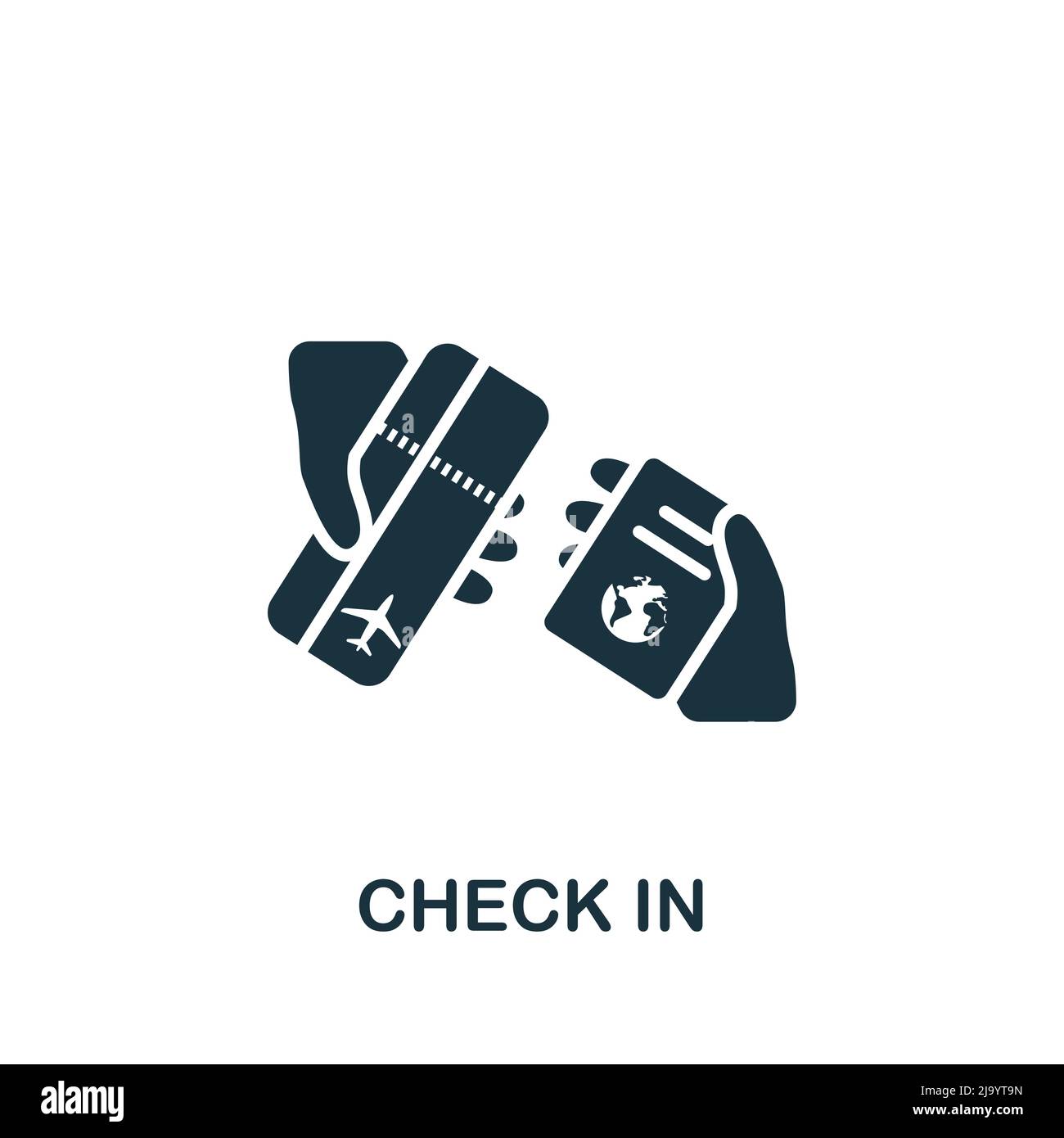 Check In icon. Simple line element travel symbol for templates, web ...