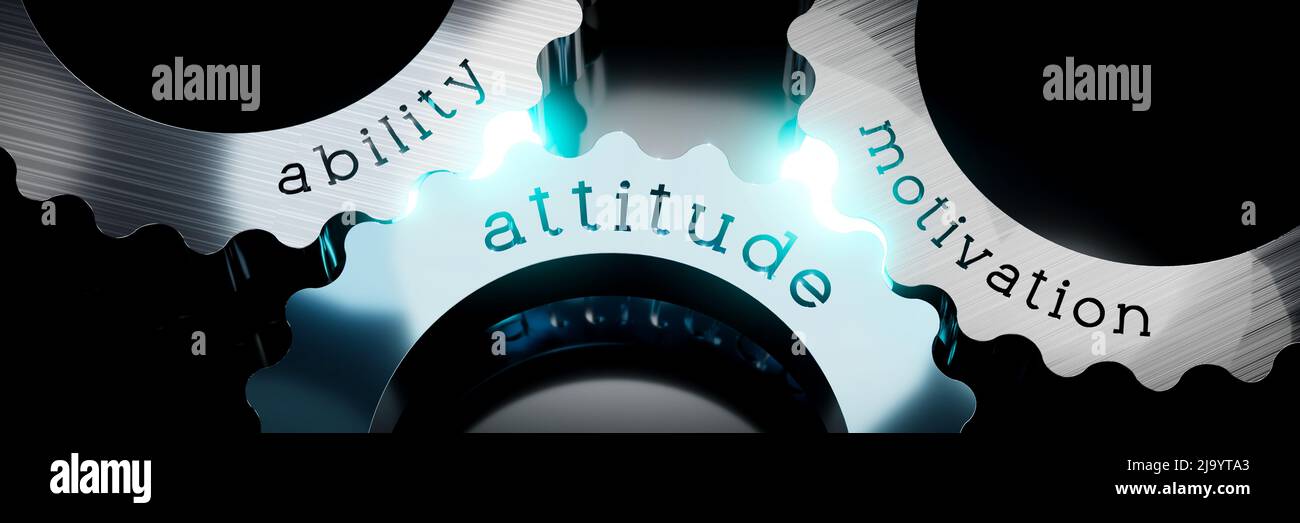 Attitude, ability, motivation - gears concept - 3D illustration Stock ...