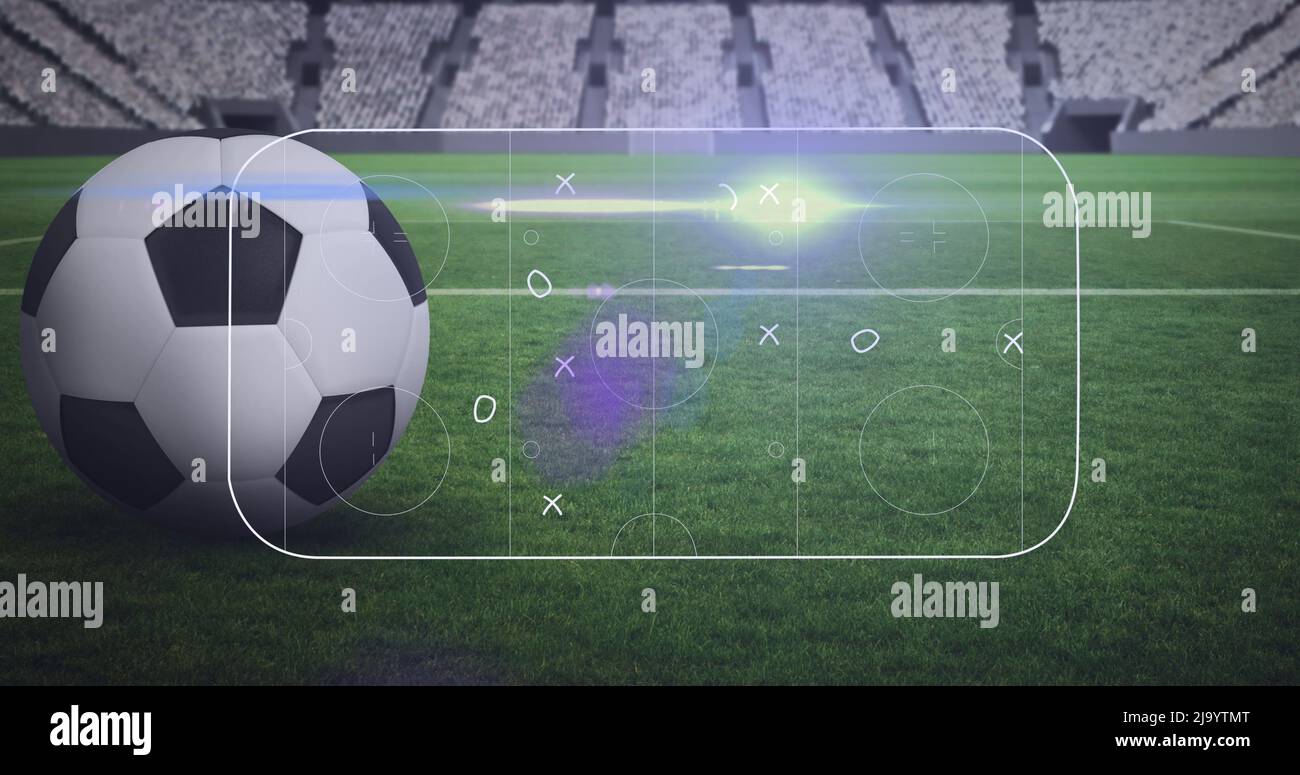 Image of game plan and soccer ball at stadium Stock Photo - Alamy