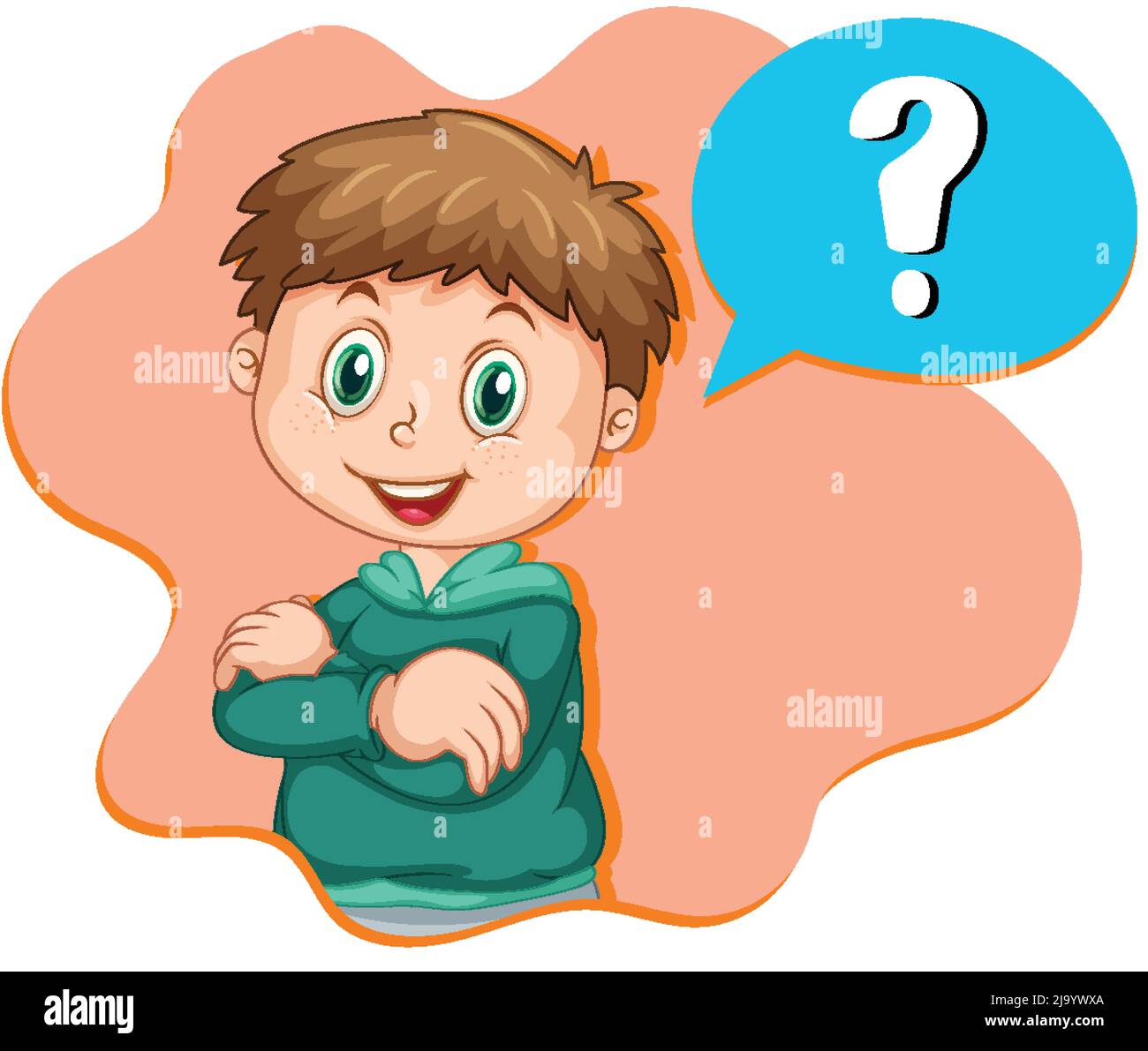 A boy thinking with question mark in callouts illustration Stock Vector ...