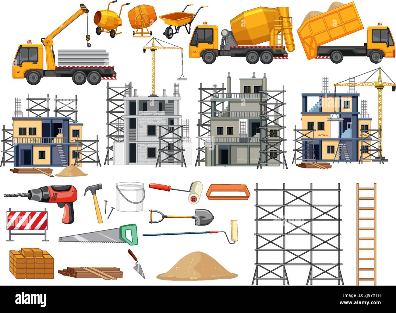 Set of construction site objects illustration Stock Vector Image & Art ...