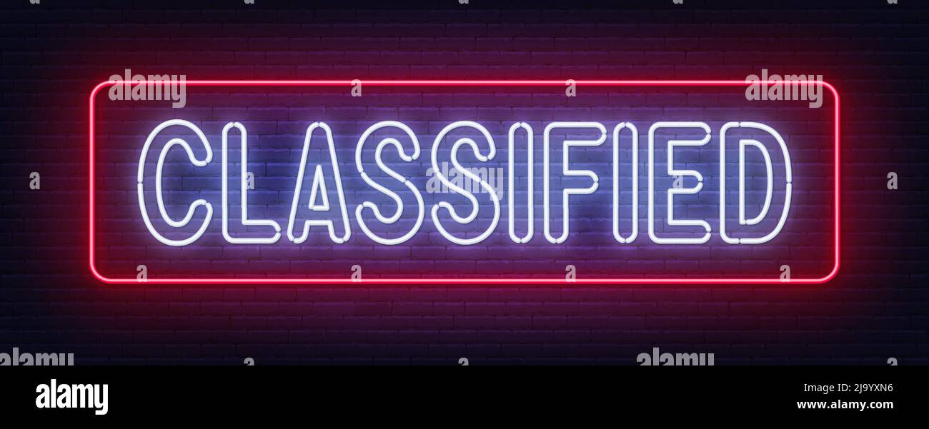 Classified neon sign on brick wall background Stock Vector Image & Art ...