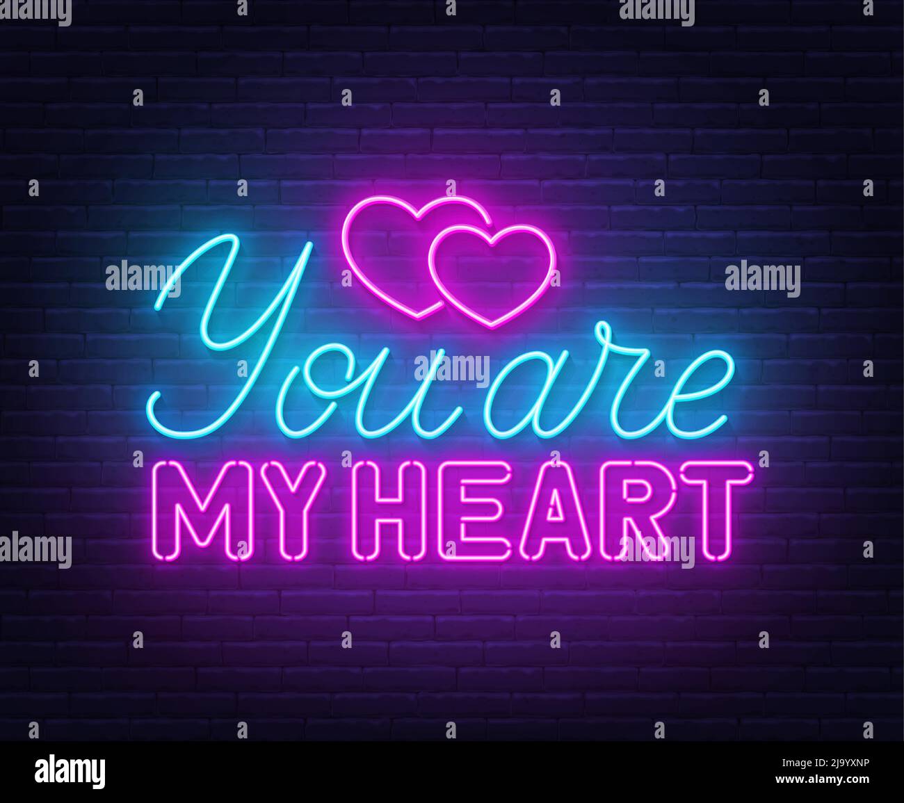 You are my heart neon lettering on brick wall background Stock Vector ...