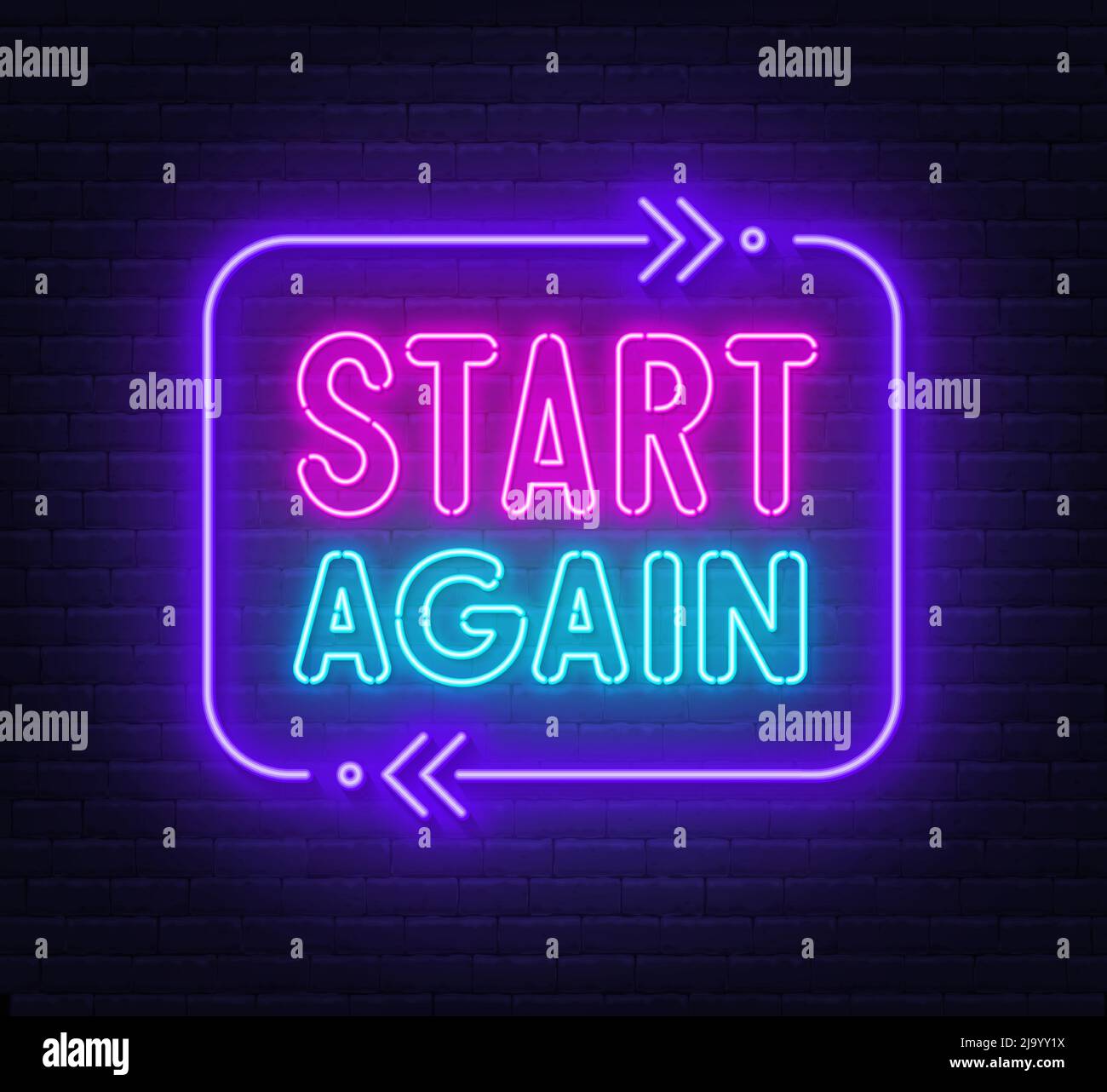 Start again neon sign on a brick background Stock Vector Image & Art ...