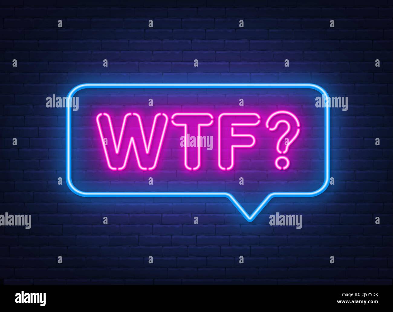 Wtf neon sign in the speech bubble on brick wall background Stock ...