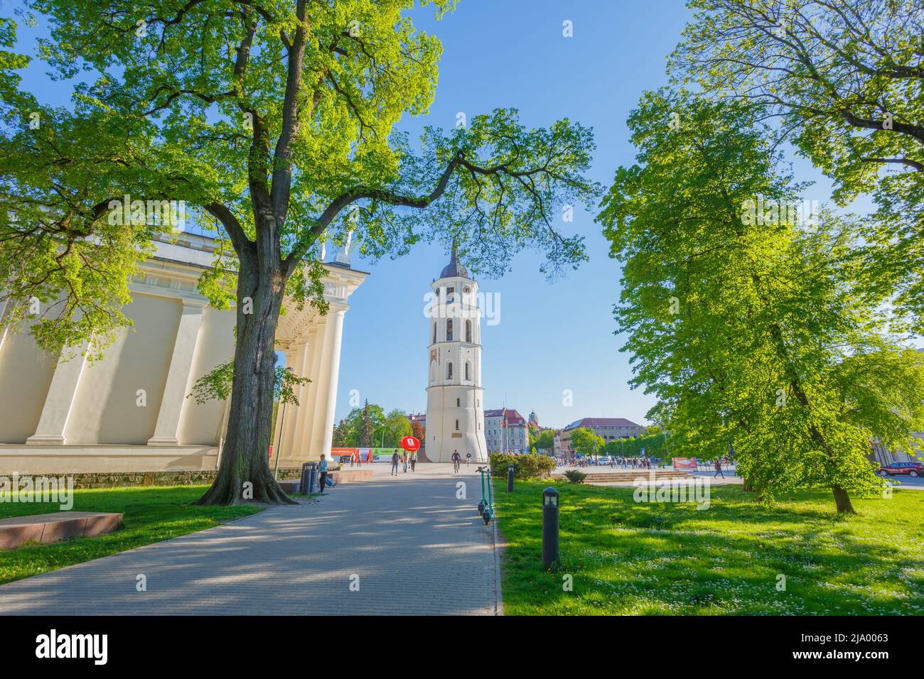 City center in Vilnius with The Cathedral Basilica, Lithuania at spring ...