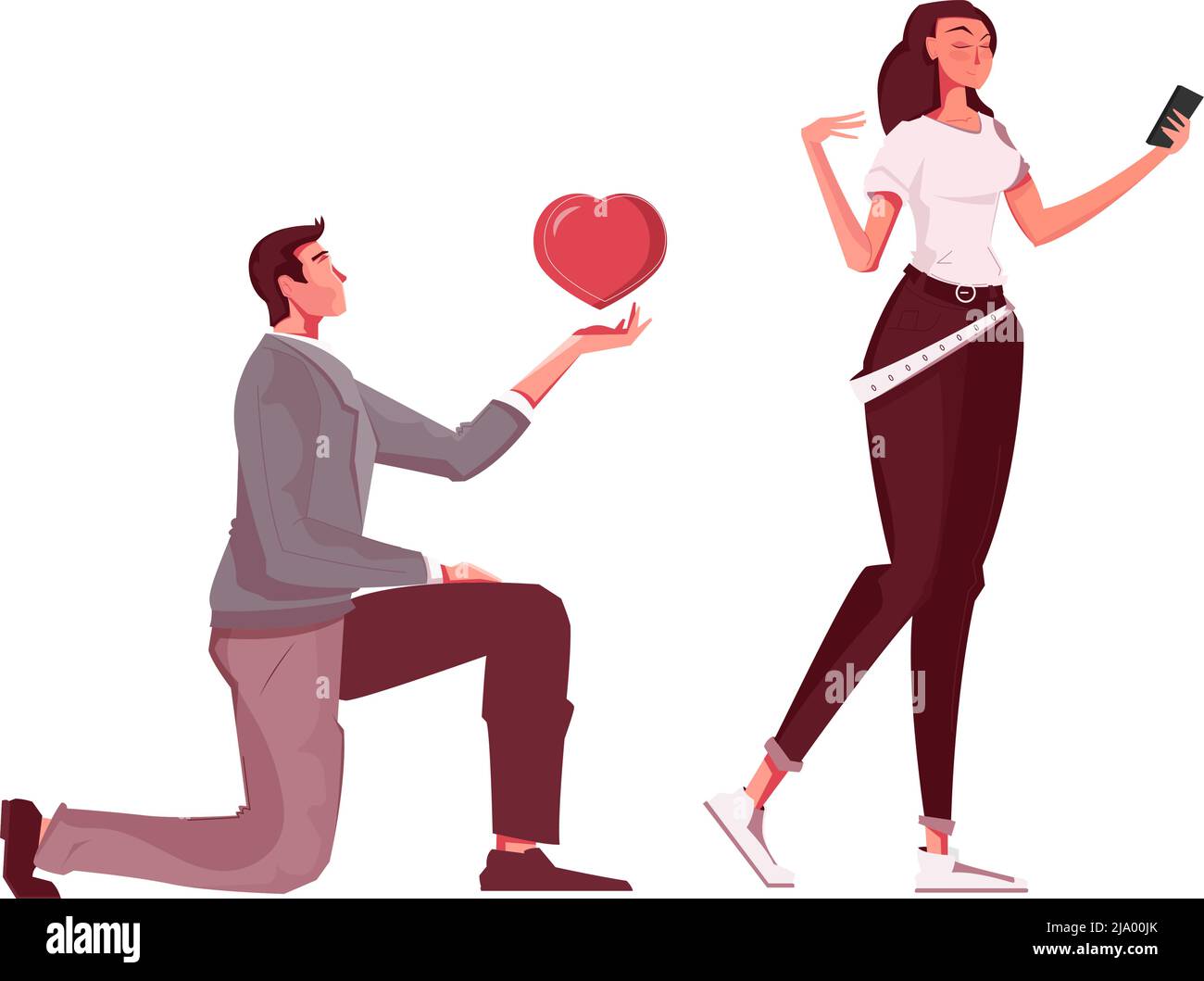 Loving people flat icon with man offering his heart to woman vector ...