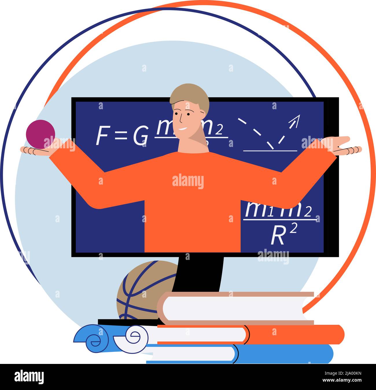 Flat online tutoring composition with books and mathematics teacher on ...