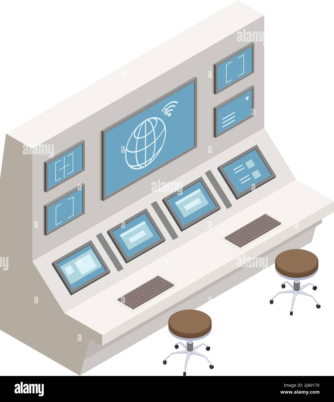 Smart industry control centre room isometric icon 3d vector ...
