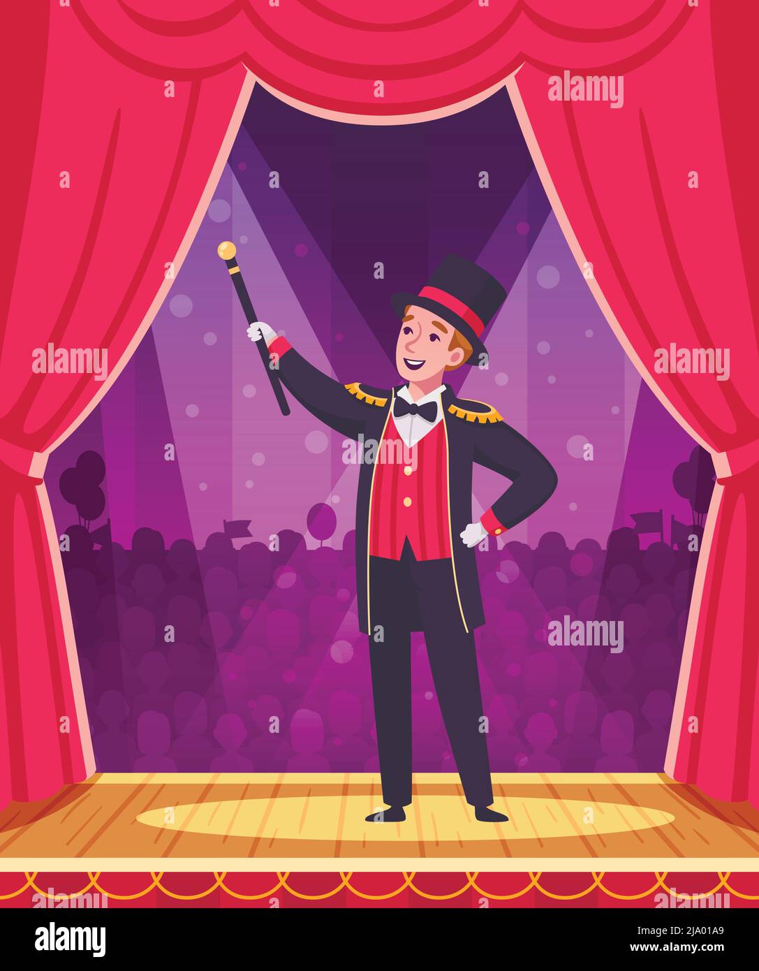 Circus performance poster with fantastic show symbols cartoon vector ...