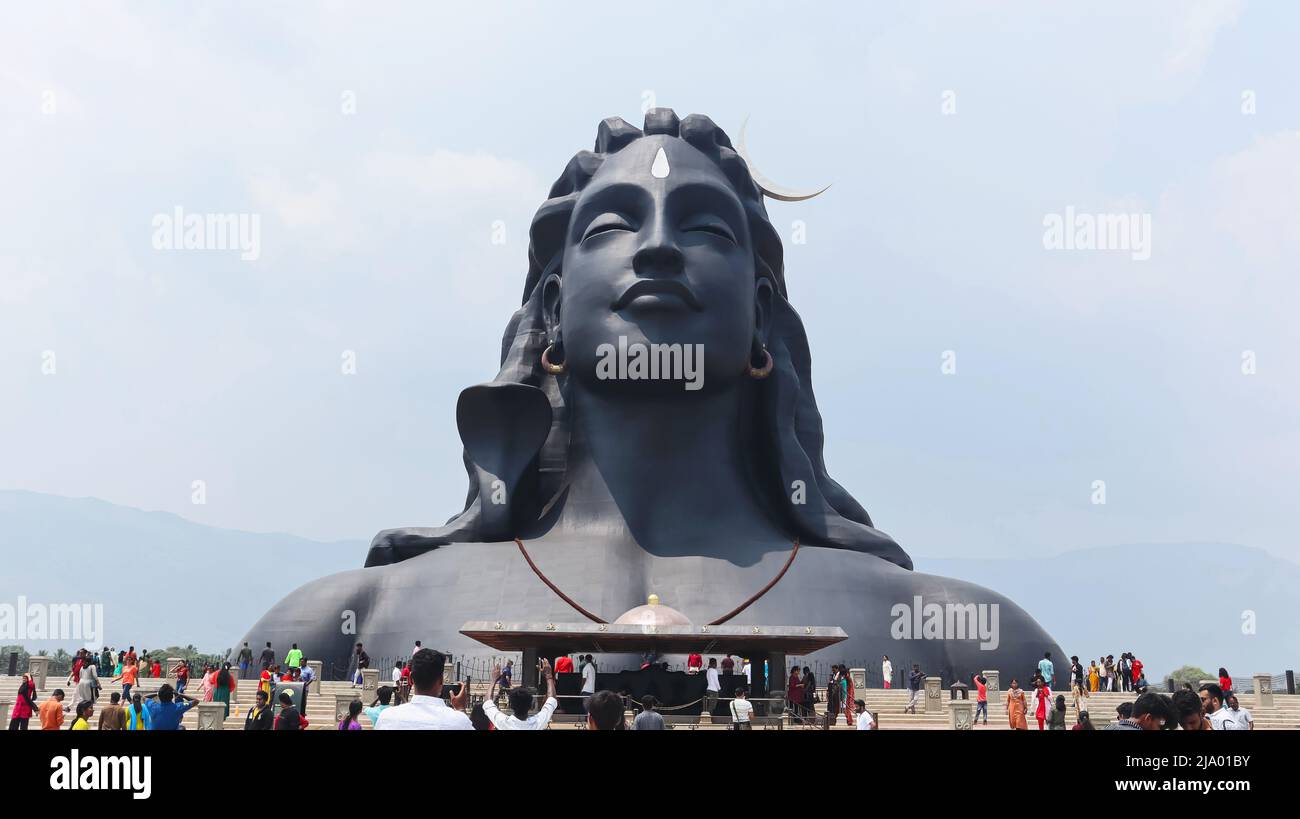 INDIA, TAMILNADU, COIMBATORE, April 2022, Tourist at Adiyogi Shiva ...